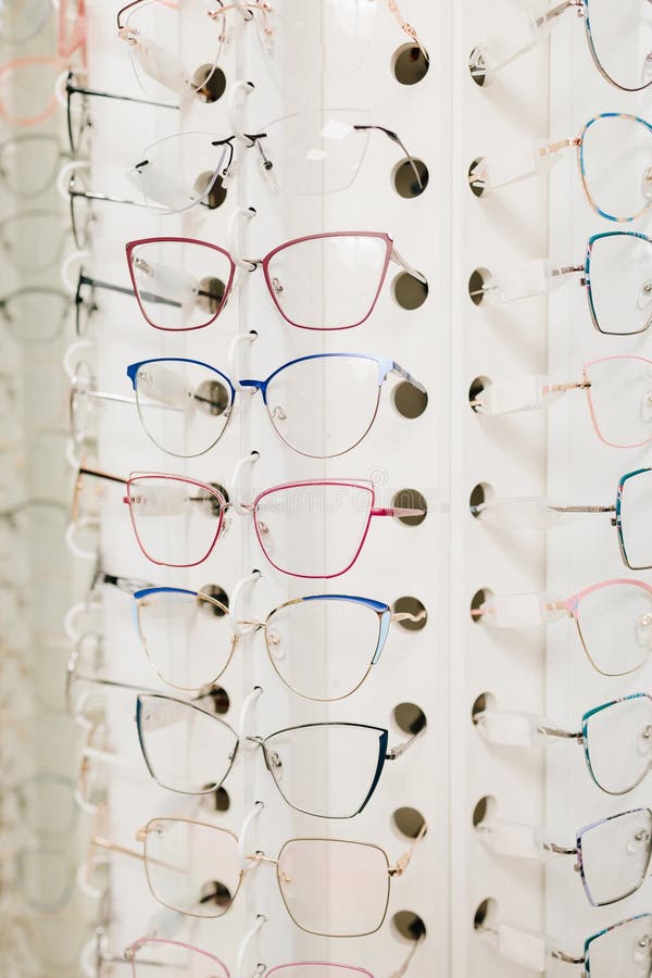 Stand of Eyeglasses with Different Frames in the Optical Store ...
