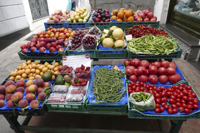 Stand of fruits stock photo. Image of fruit, peach, island - 77829680