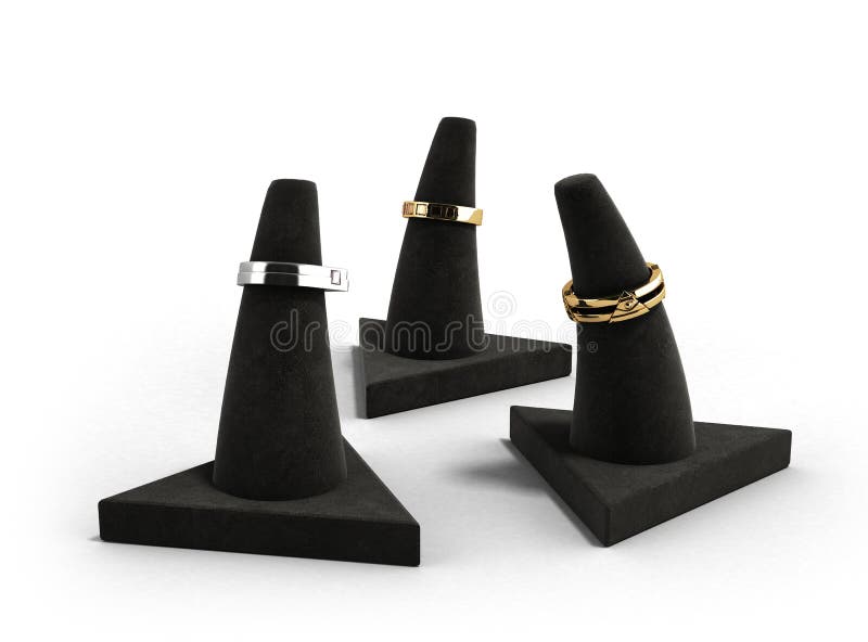 Stand for Gold Rings with Rings on Them on a White Background Stock ...