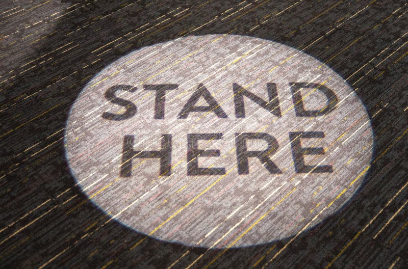 Stand Here Circle on Carpet - Direction Sign Stock Image - Image of virus, pandemic: 327451497