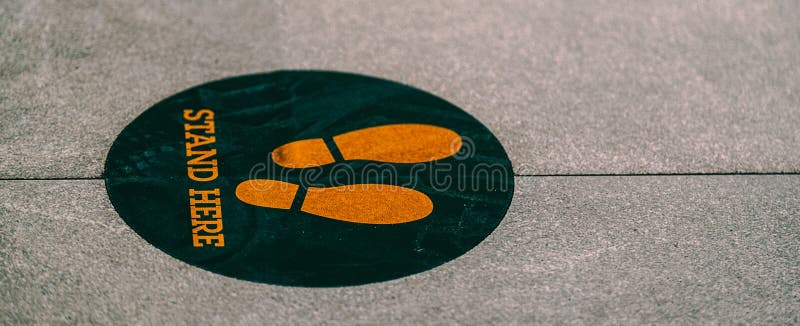 Stand Here Foot Sign or Symbol on the Floor Stock Photo - Image of ...