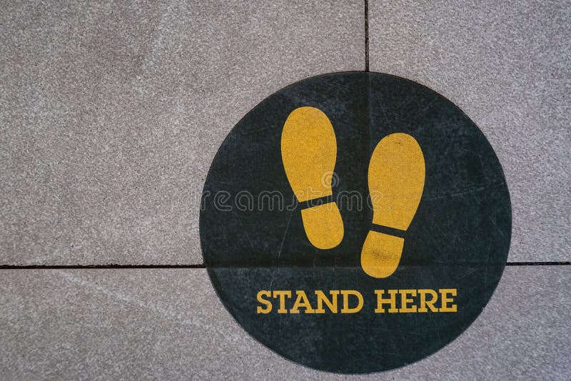 Stand Here Foot Sign or Symbol on the Floor,Top View Style Stock Image ...