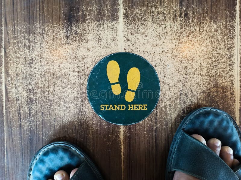 Stand Here Foot Sign or Symbol on the Floor,Top View Style Stock Image ...