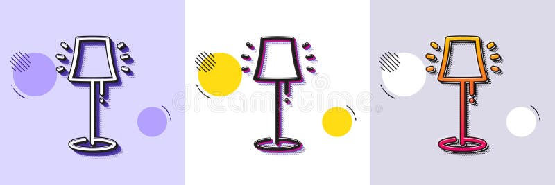 Stand Lamp Line Icon. Floor Light Sign. Halftone Dotted Pattern. Vector ...