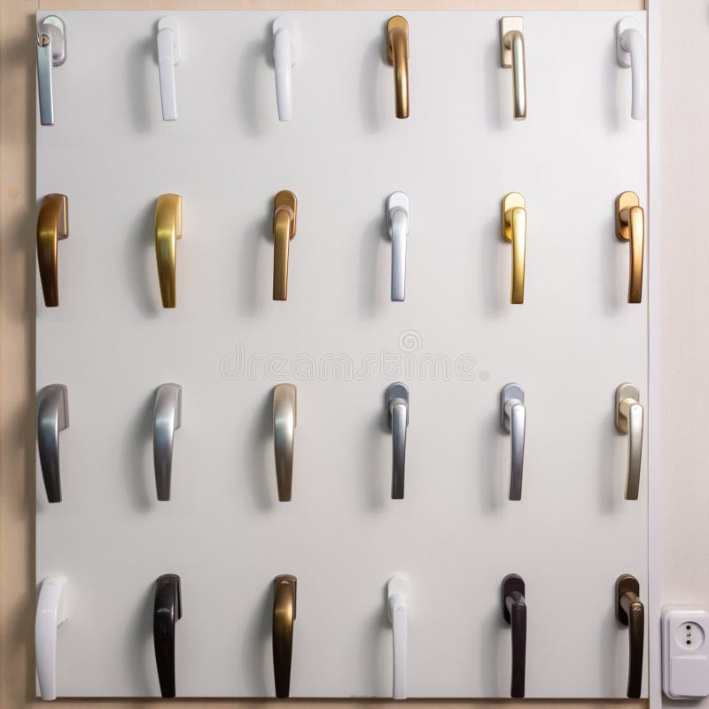 Stand with a Large Selection of Handles for Interior Doors and Plastic ...
