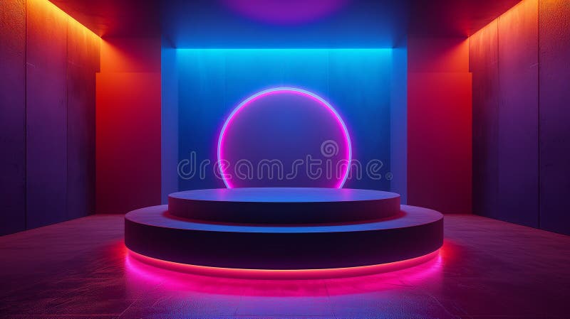 Neon Podium with Gaming Background Stock Illustration - Illustration of ...