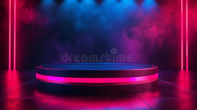 Neon Podium with Gaming Background Stock Illustration - Illustration of ...