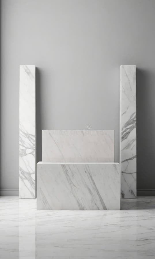 Stand Made of Marble Blocks Near the Columns. Product Stand and Podium ...