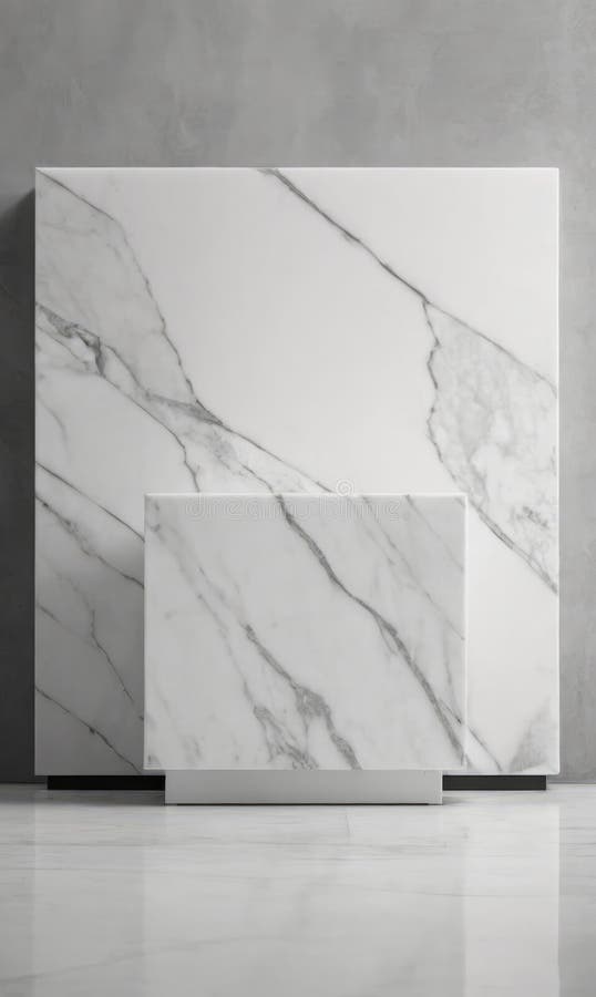 Stand Made of Two Large Slabs of White Marble. Product Stand and Podium ...