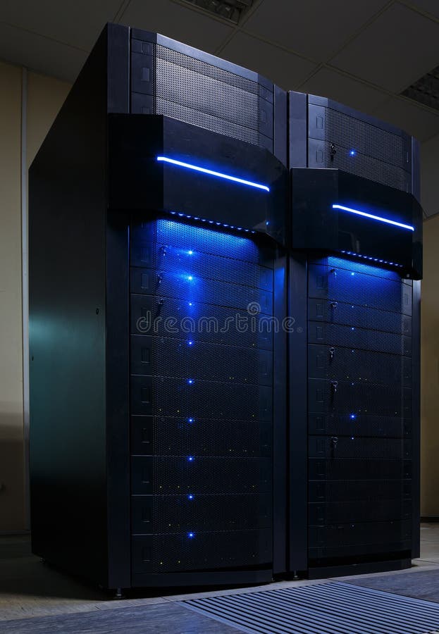 Stand Mainframe in Data Center with Light Glare Stock Photo - Image of ...