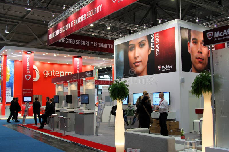 Stand of McAfee in CEBIT Computer Expo Editorial Photography - Image of ...