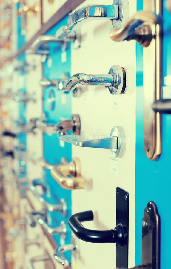 Stand with Door Handles in Store Stock Image - Image of assortment ...