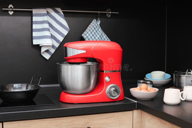Modern Stand Mixer on Countertop in Kitchen Stock Photo - Image of ...