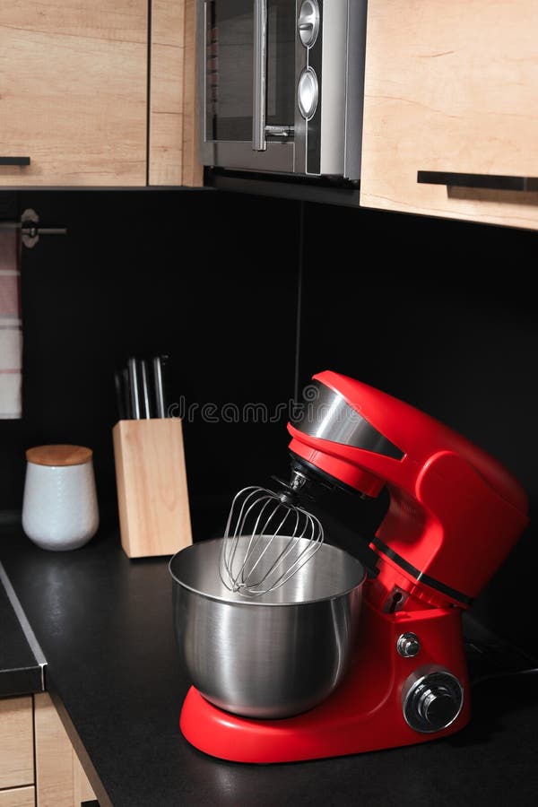 Modern Stand Mixer on Countertop in Kitchen Stock Photo - Image of ...