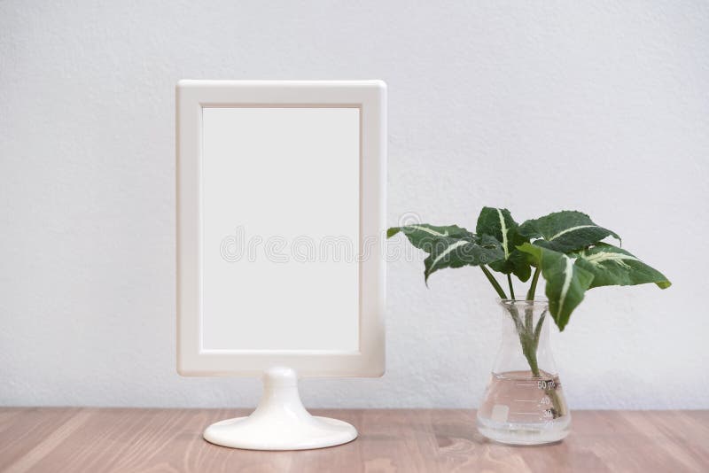 Stand Mock Up Menu Frame on Wood Table in Restaurant Stock Image ...