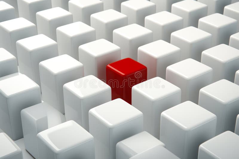 Stand Out Concept with Red Cube among White. Generative Ai Stock Image - Image of creativity ...