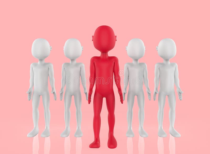 Red 3d Man Standing Out Crowd Stock Illustrations – 167 Red 3d Man ...