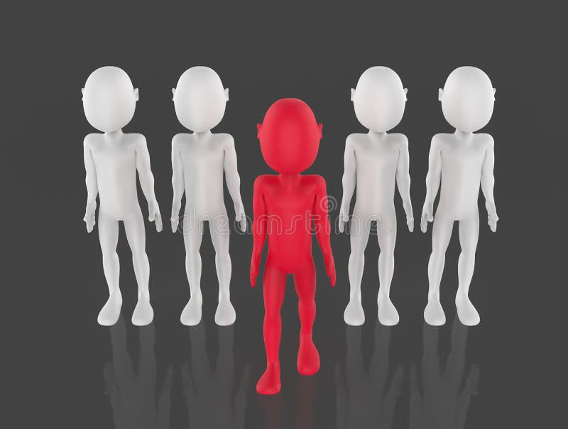 One Red Man Standing with Other People with Phone,unique Person in the ...