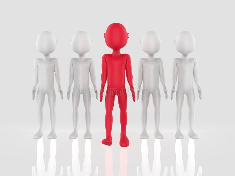 One Red Man Standing with Other People with Phone,unique Person in the ...