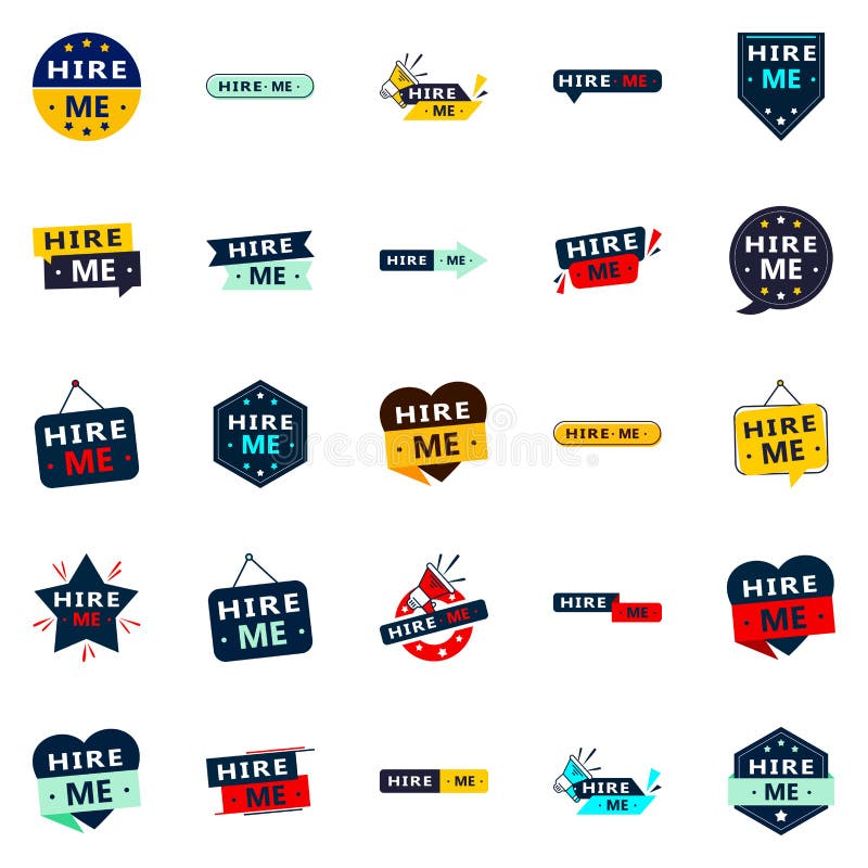 Stand Out from the Crowd with Our Pack of 25 Hire Me Banners Stock ...