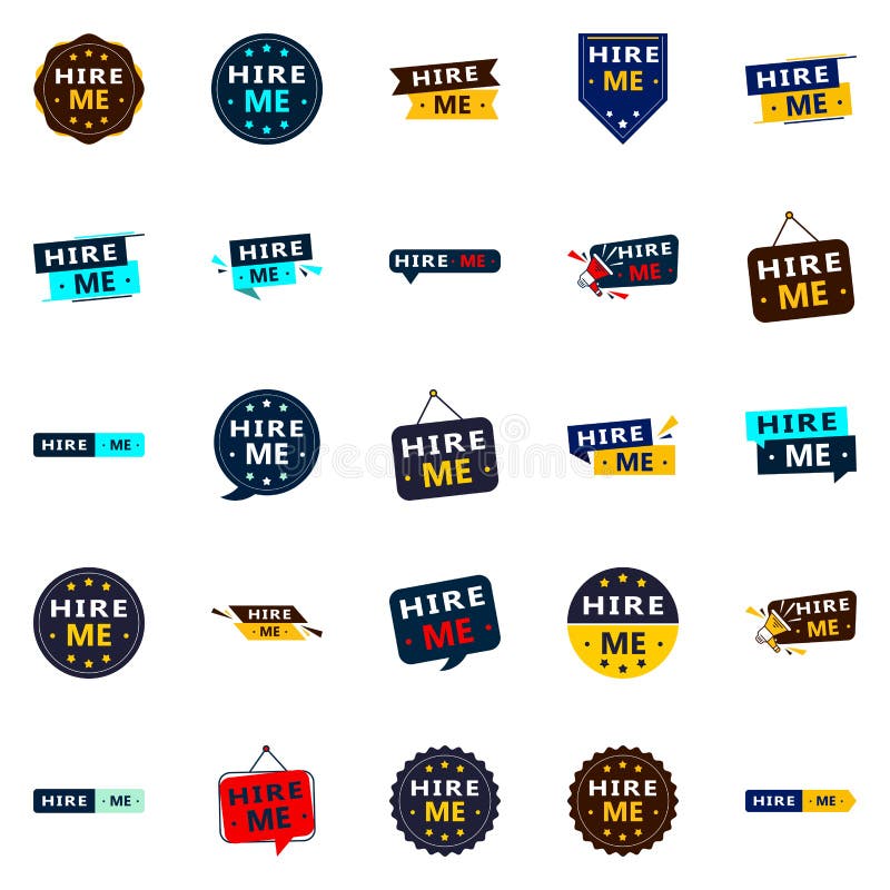 Stand Out from the Crowd with Our Pack of 25 Hire Me Banners Stock ...