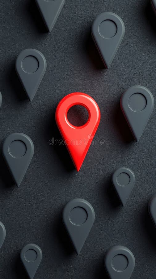 Stand Out from the Crowd a Red Location Marker among Grey Stock ...