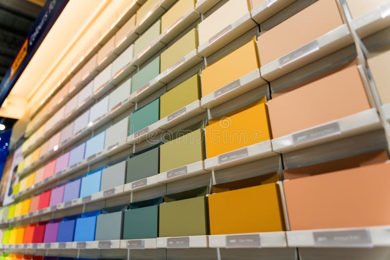 Stand of Paint Samples for Wall Painting at the Shop Stock Photo ...