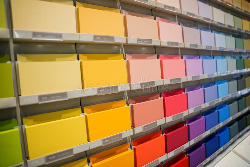 Stand of Paint Samples for Wall Painting at the Shop Stock Photo ...