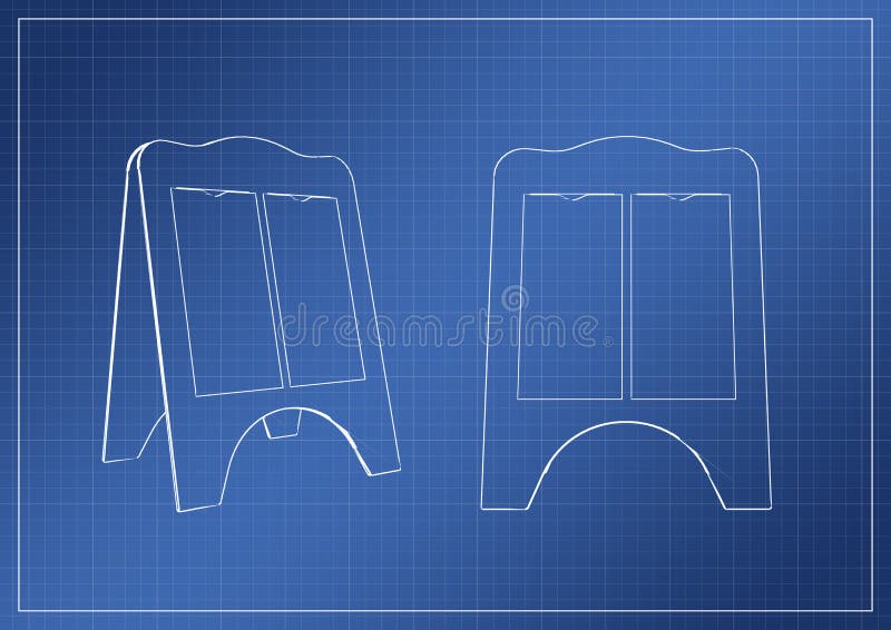 Stand on Paper Blueprint, 3D Rendering Stock Illustration ...