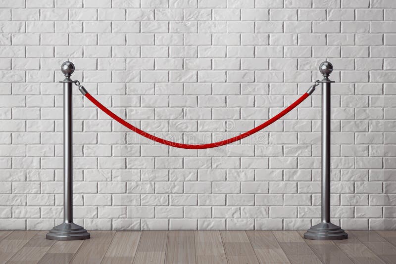 Stand Rope Barriers in Front of Brick Wall Stock Image - Image of ...