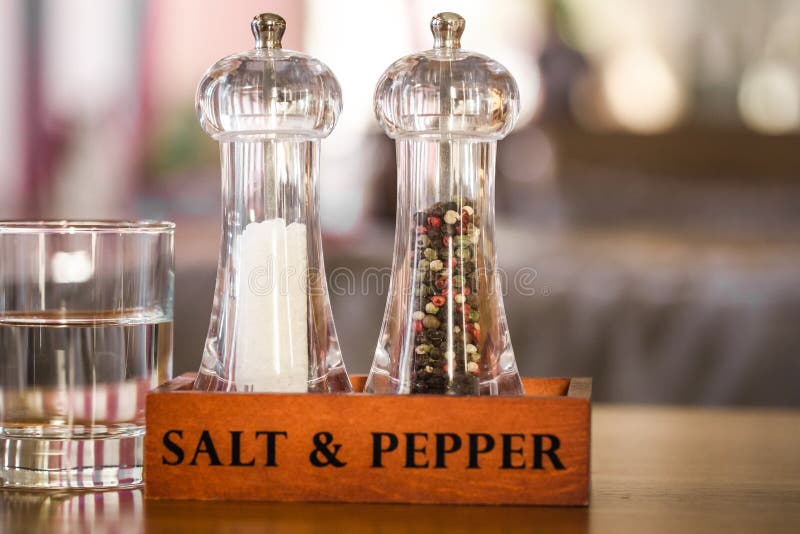 Stand for Salt and Pepper in a Cafe Stock Photo - Image of dark ...
