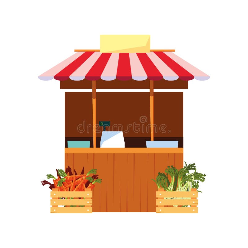 Stand Selling Vegetables and Fruits Stock Illustration - Illustration ...