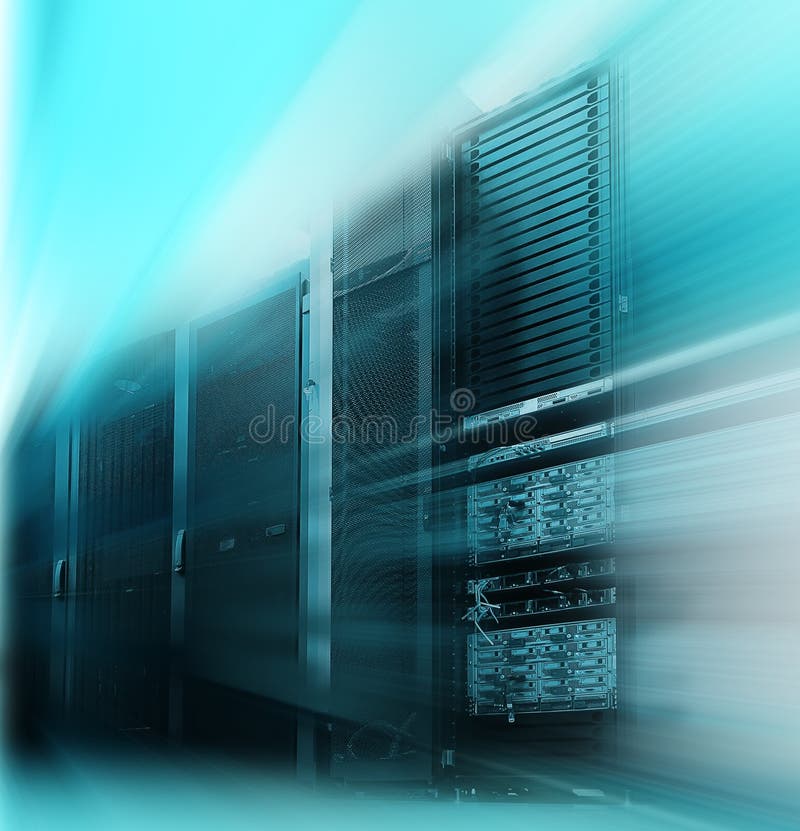 Stand with Server Hardware and Lighting in Room Motion Blur Stock Photo ...