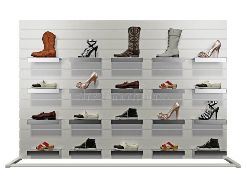 Stand with shoes stock illustration. Illustration of white - 64814785