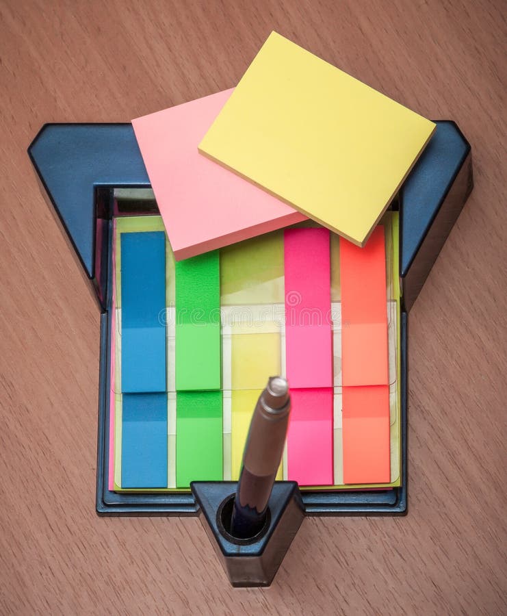 Stand stickers and pen stock image. Image of desk, purple - 60050761