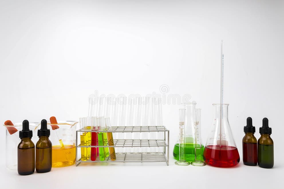 Several Chemical Solution in Flask. Laboratory Glassware Stock Image ...