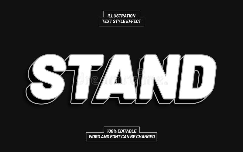Stand White Text Style Effect Stock Vector - Illustration of cool ...