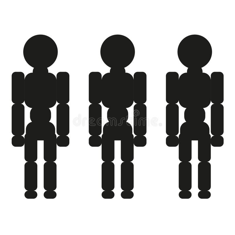 Stand Three People Sign Illustration. Vector. Black Icon on White ...