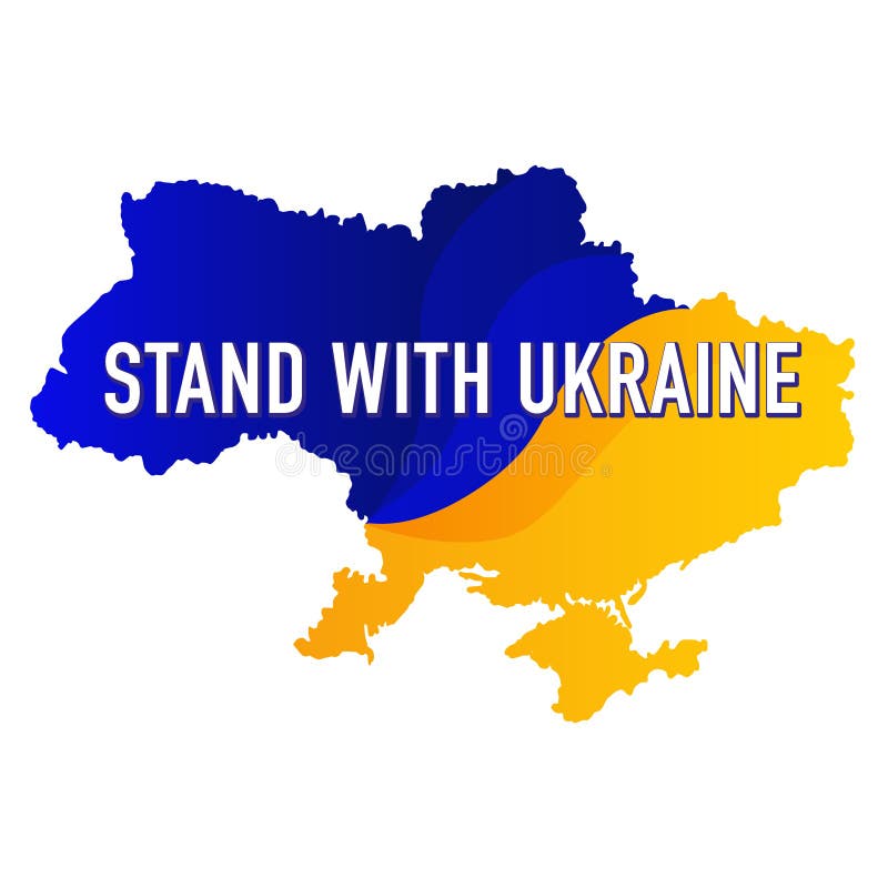 Stand with Ukraine Poster Template with Silhouette of Ukrainian Map ...