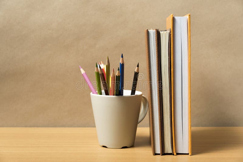 Stand Up Book with Color Pencil Stock Image - Image of research, stack ...