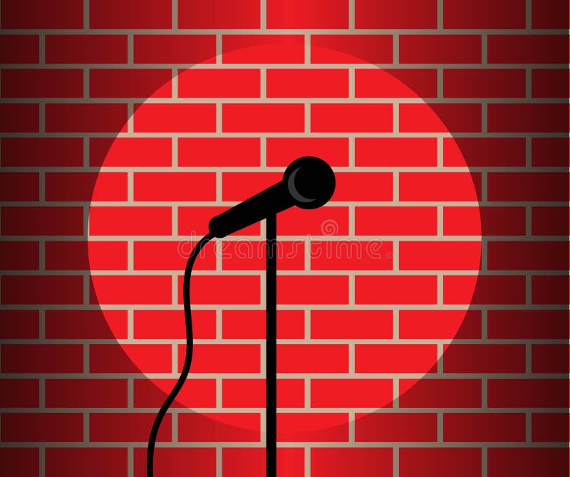 Stand Up Brick Wall Show Stage with Microphone Stock Vector ...
