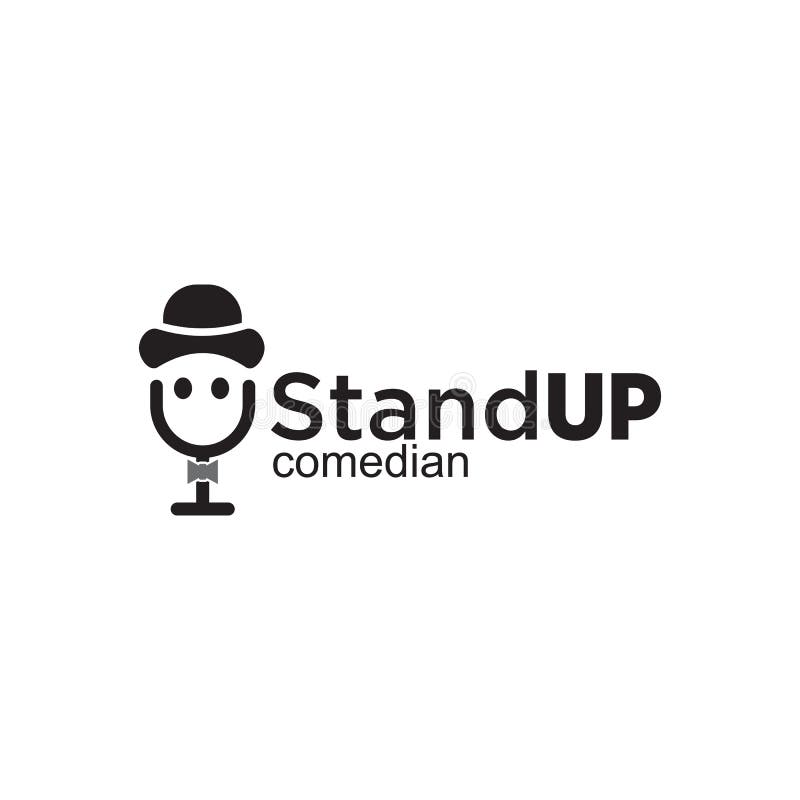 Stand Up Comedian Logo Design with Using Hat, Microphone and Bow Tie ...