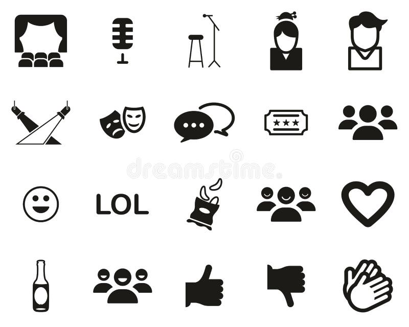 Stand Up Comedy or Stand Up Show Icons Black & White Set Big Stock ...