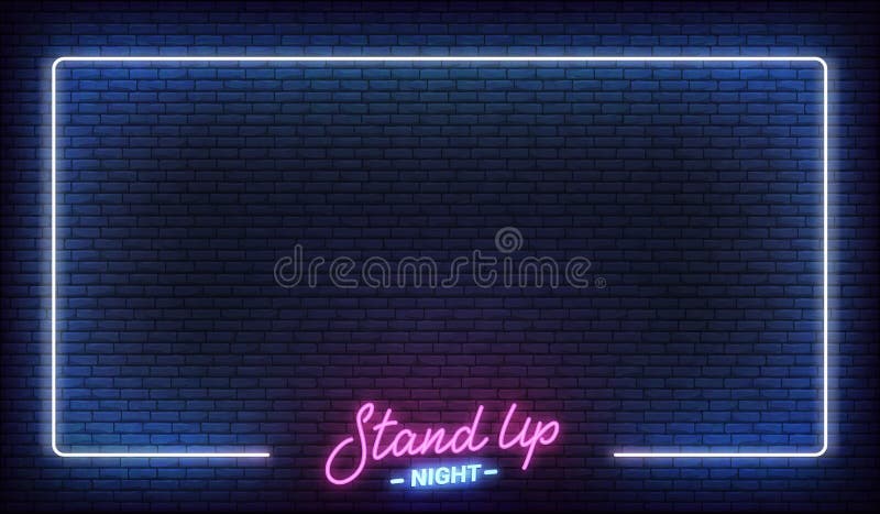Stand Up Comedy Show Neon Template. Stand Up Lettering and Glowing Neon ...