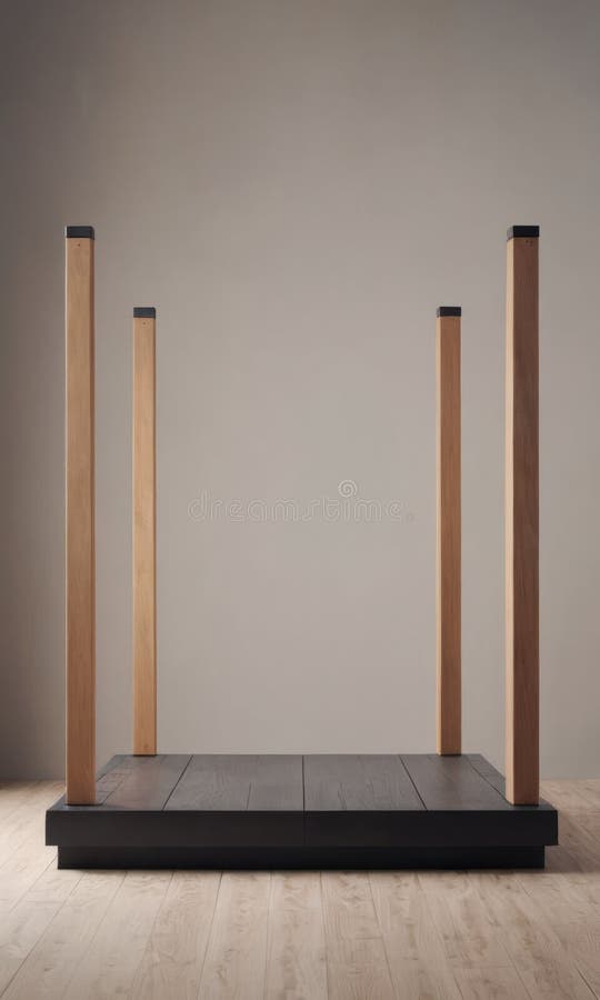 Stand with Wooden Columns. Product Stand and Podium for Display Stock ...