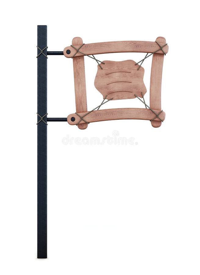 Stand with a wooden sign. stock illustration. Illustration of cartoon ...