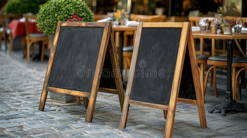 A Standalone Blackboard Sign Mockup Placed Outside a Dining Venue Stock ...