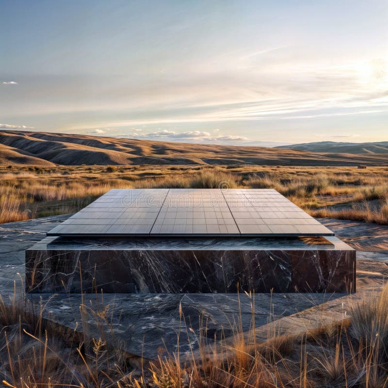 Standalone Solar Panel Large Blue Panel in a Green Field, Generative Ai ...