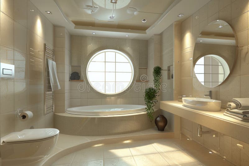 A Standard Bathroom Setup Featuring a Tub, Toilet, and Sink Stock Image ...