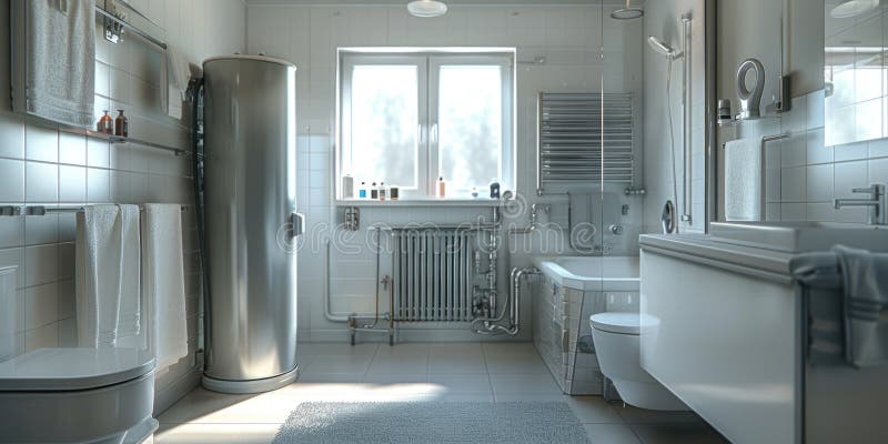 A Standard Bathroom with a Sink, Toilet, and Bathtub Stock Image ...